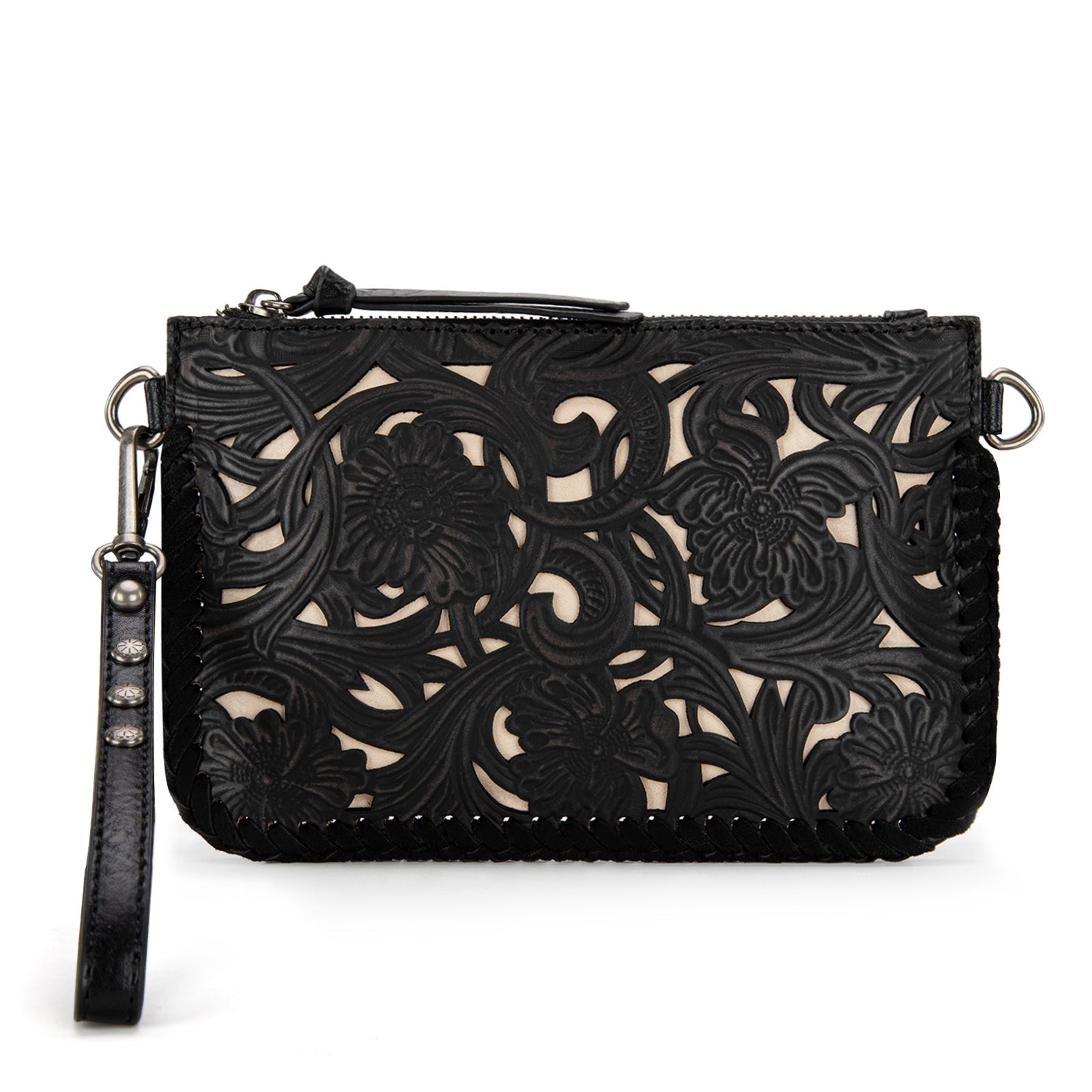 Trinity Ranch Leather Floral Tooled Collection Clutch/crossbody Black ...