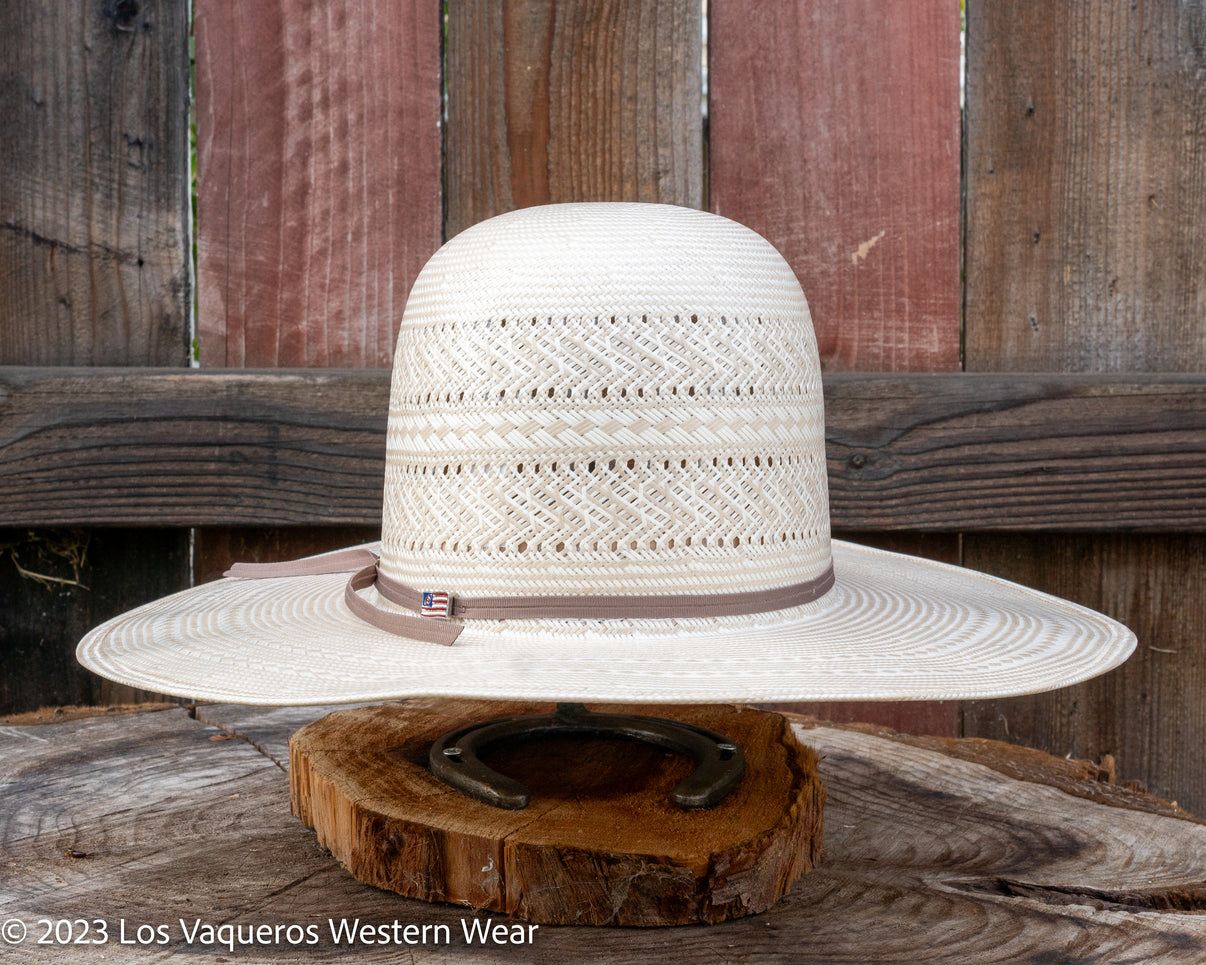 American Hat Company Straw Hat Regular Crown Double Weave Tan White ...