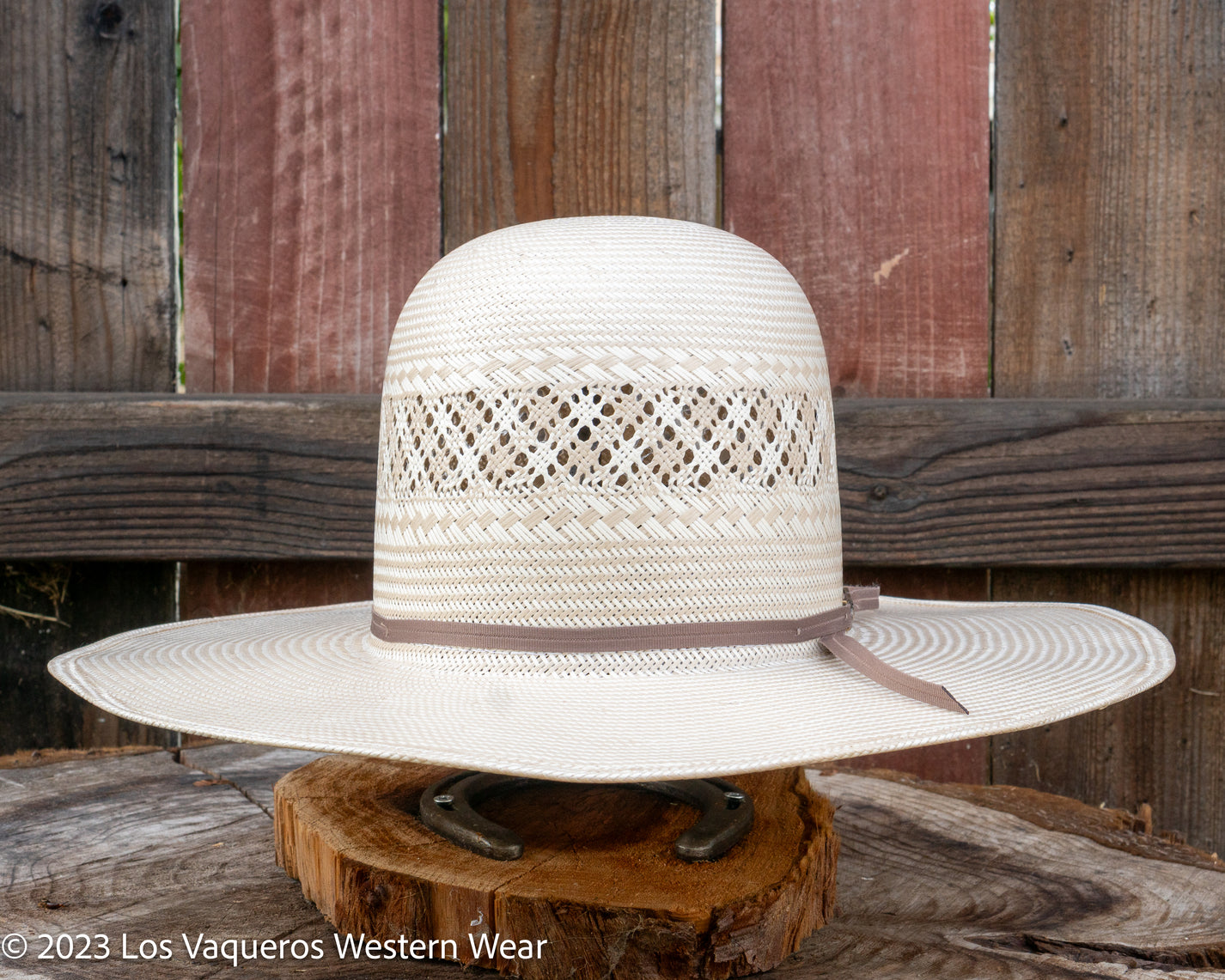 American Hat Company Straw Hat Regular Crown Charol Tan White – Los ...