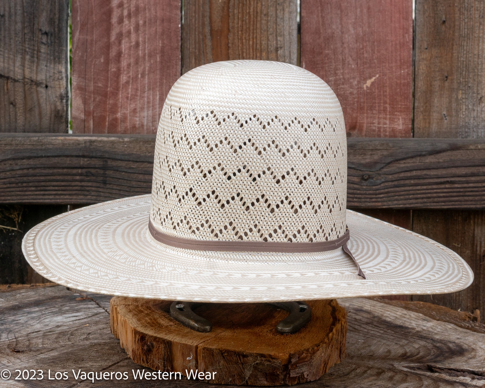 American Hat Company Straw Hat Regular Crown Waves Tan White – Los ...