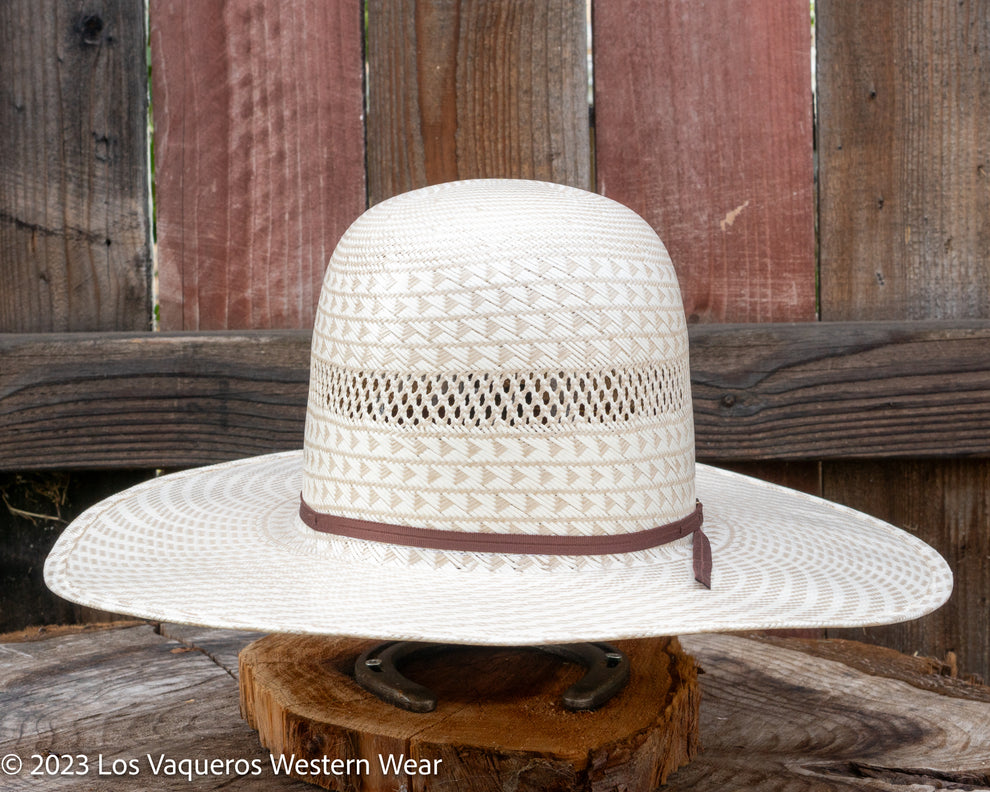 American Hat Company Straw Hat Regular Crown El Tres Carreras Tan Whit ...