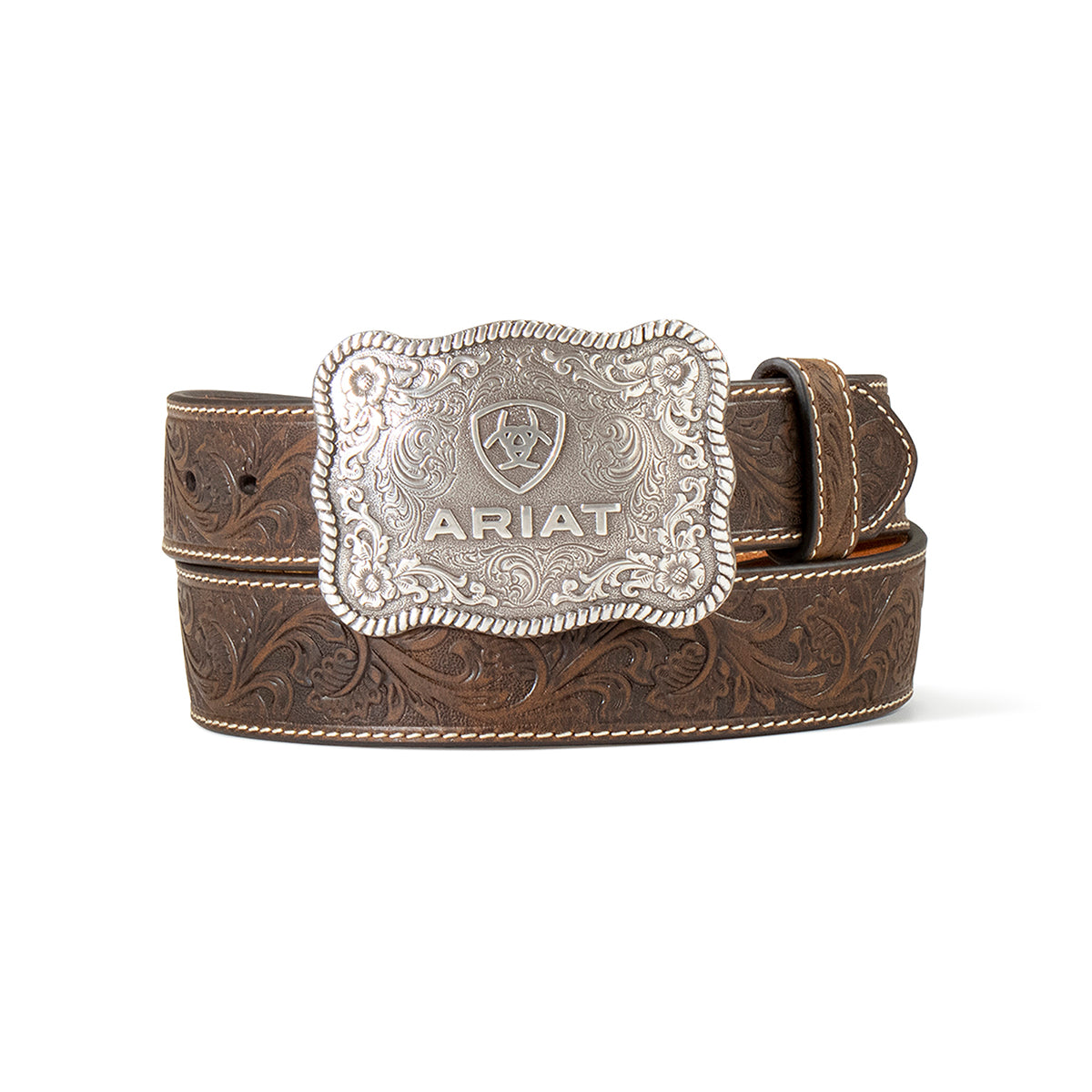 Ariat Men's Belt 1 1/2" Floral Embossed Aged Bark – Los Vaqueros ...