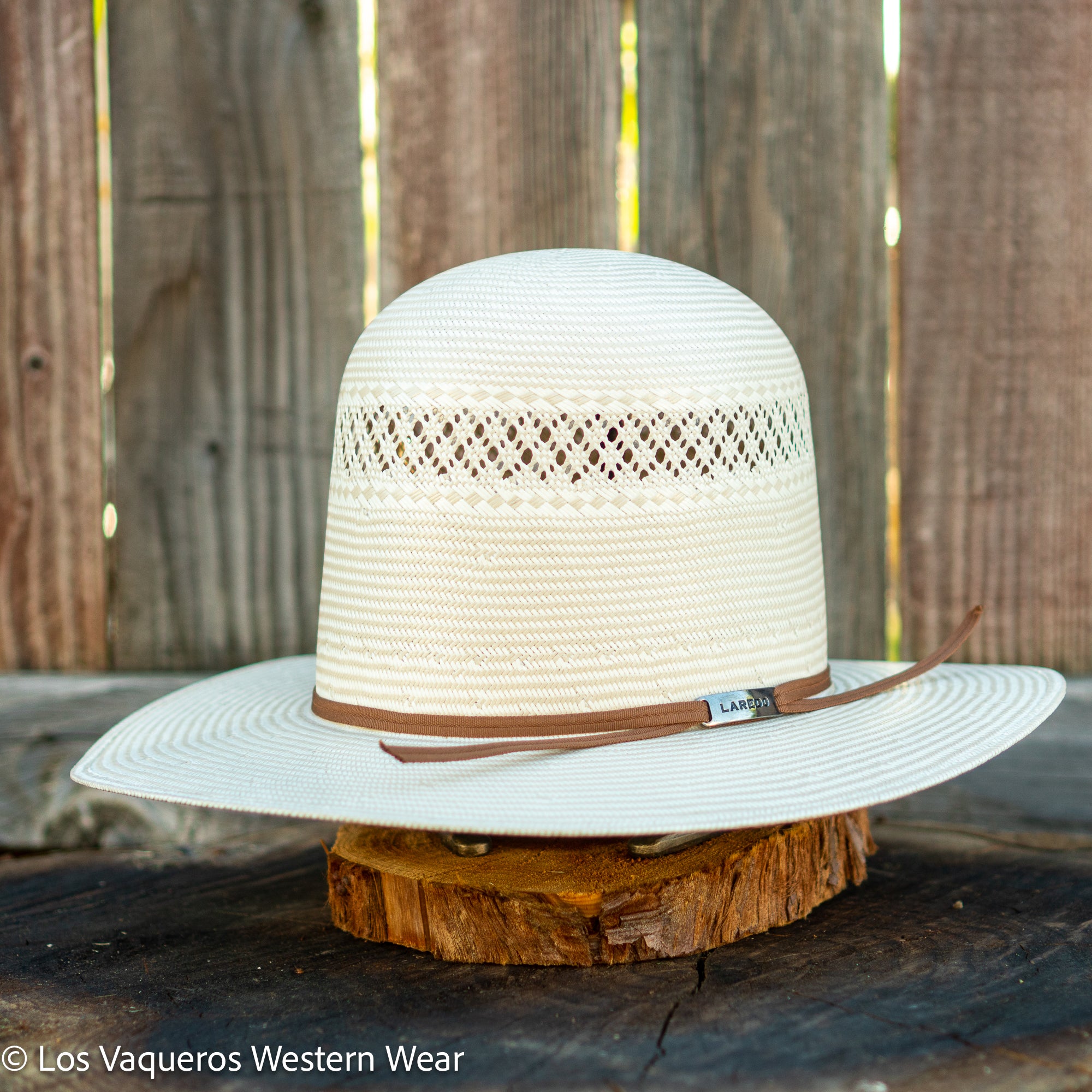 Laredo Straw Hat Tall Crown Charol Tan White – Los Vaqueros Western Wear
