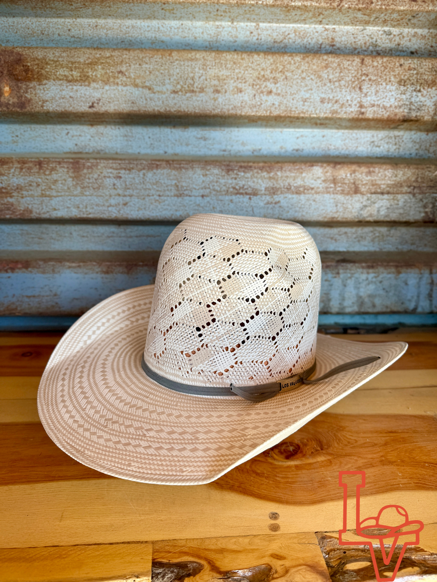 Los Vaqueros Straw Hat Tall Crown Honeycomb Tan/White – Los Vaqueros ...