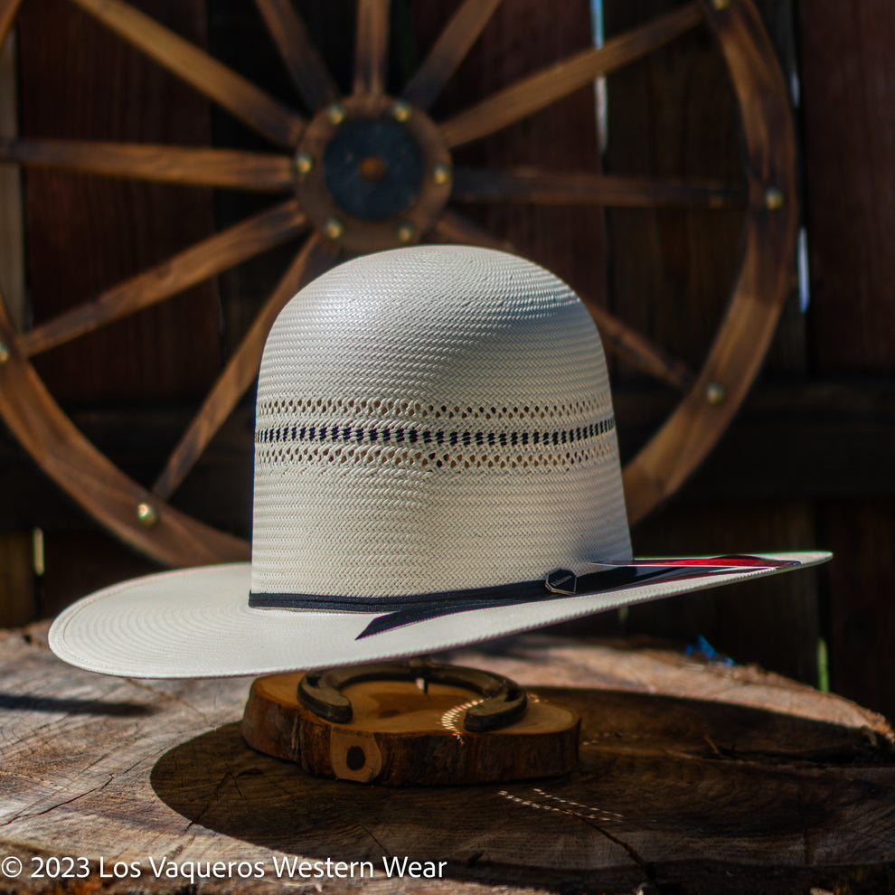 Valtierra Straw Hat Tall Crown Tiger Line Black White – Los Vaqueros ...