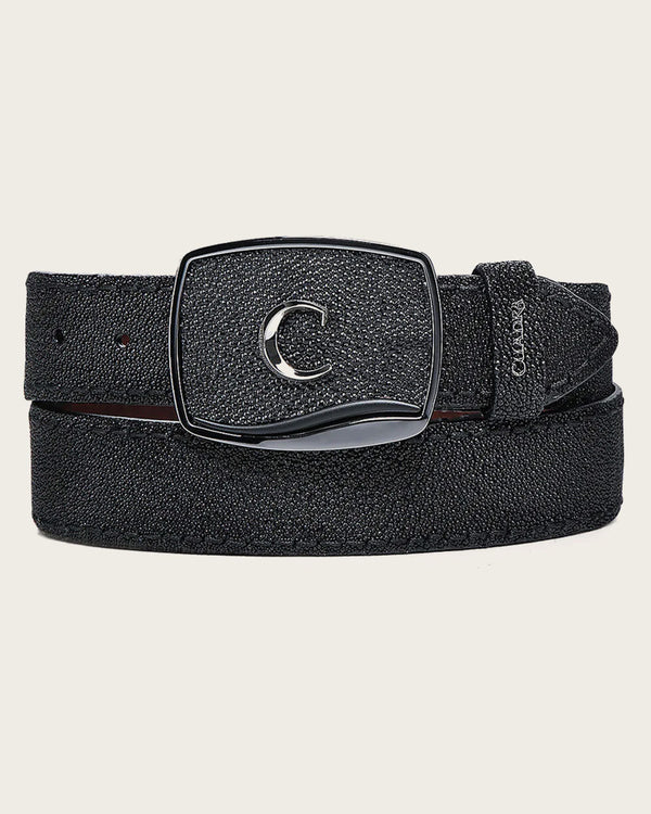 Cuadra Men's Black Cowboy Belt For Men In Genuine Stingray And Bovine ...