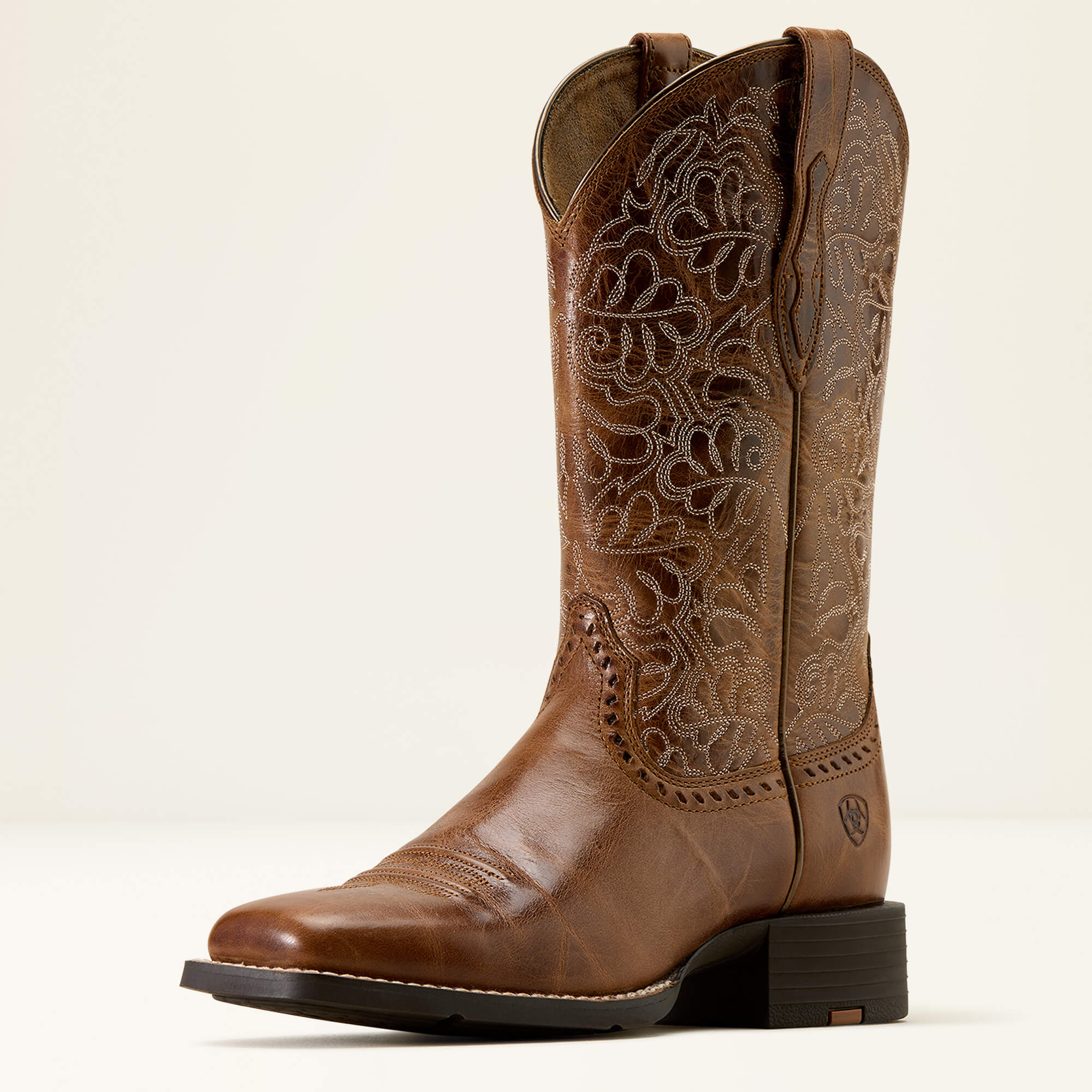 Ariat Women Round Up Remuda Wide Square Toe Western Boot Aged Tan – Los ...